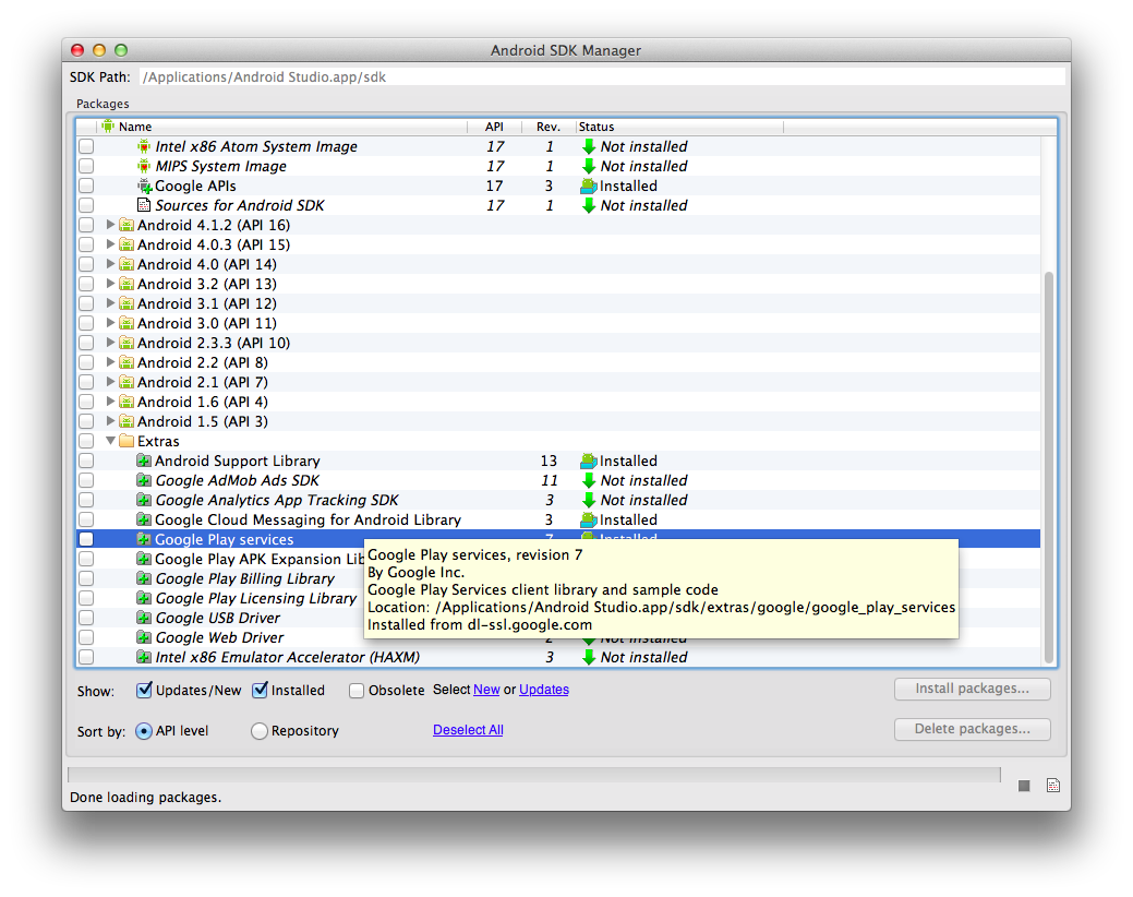 android - Google Play Services Missing in Extras folder in SDK Manager - Stack Overflow