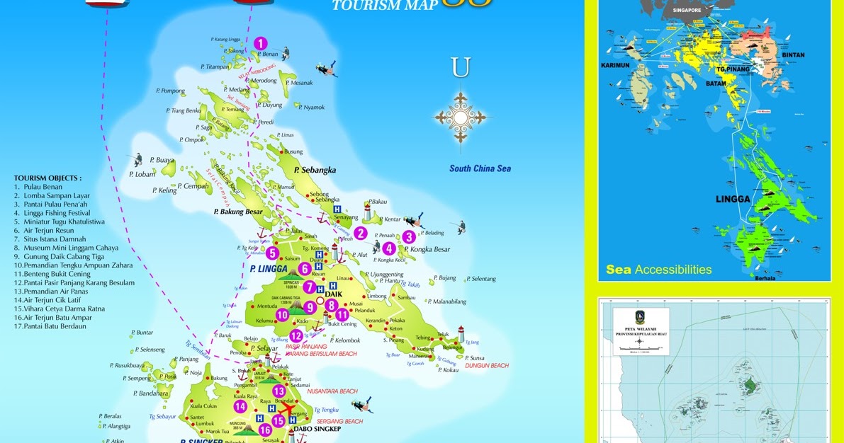 > Peta Lengkap Indonesia: Peta Objek Wisata Lingga, Kepulauan Riau
