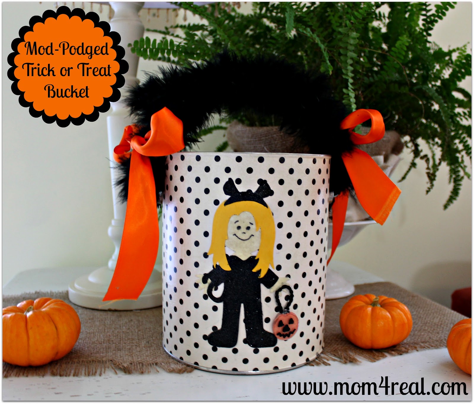 Trick or Treat Bucket With Mod Podge - Mom 4 Real