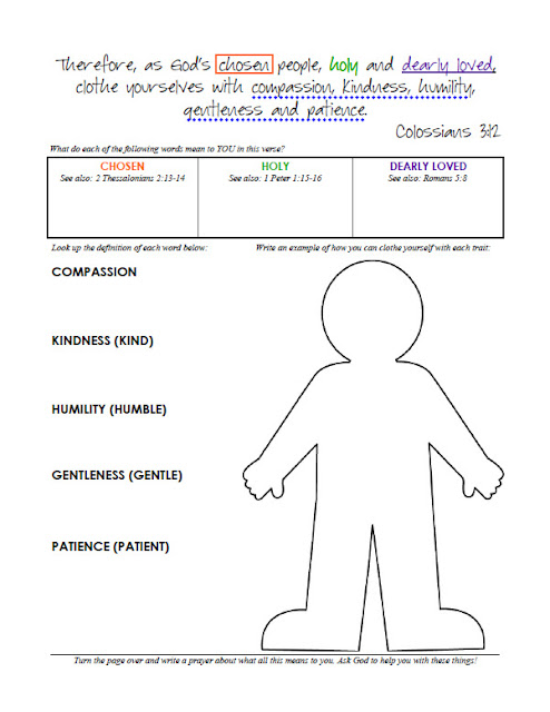 Colossians 3:12 - Bible Study Printable