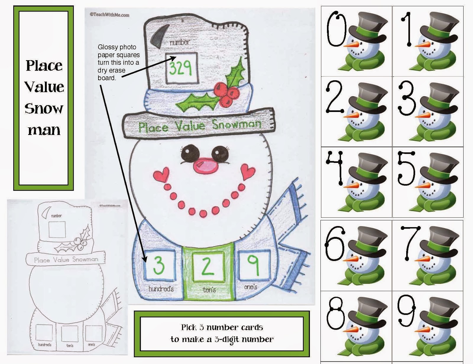 Place Value Snowman - Classroom Freebies