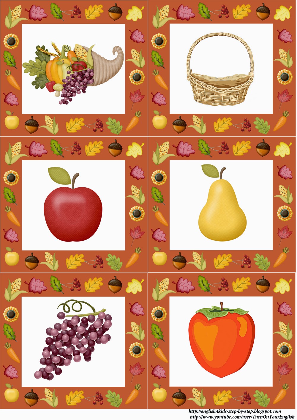 Fall / Autumn Flashcards and Vocabulary Cards