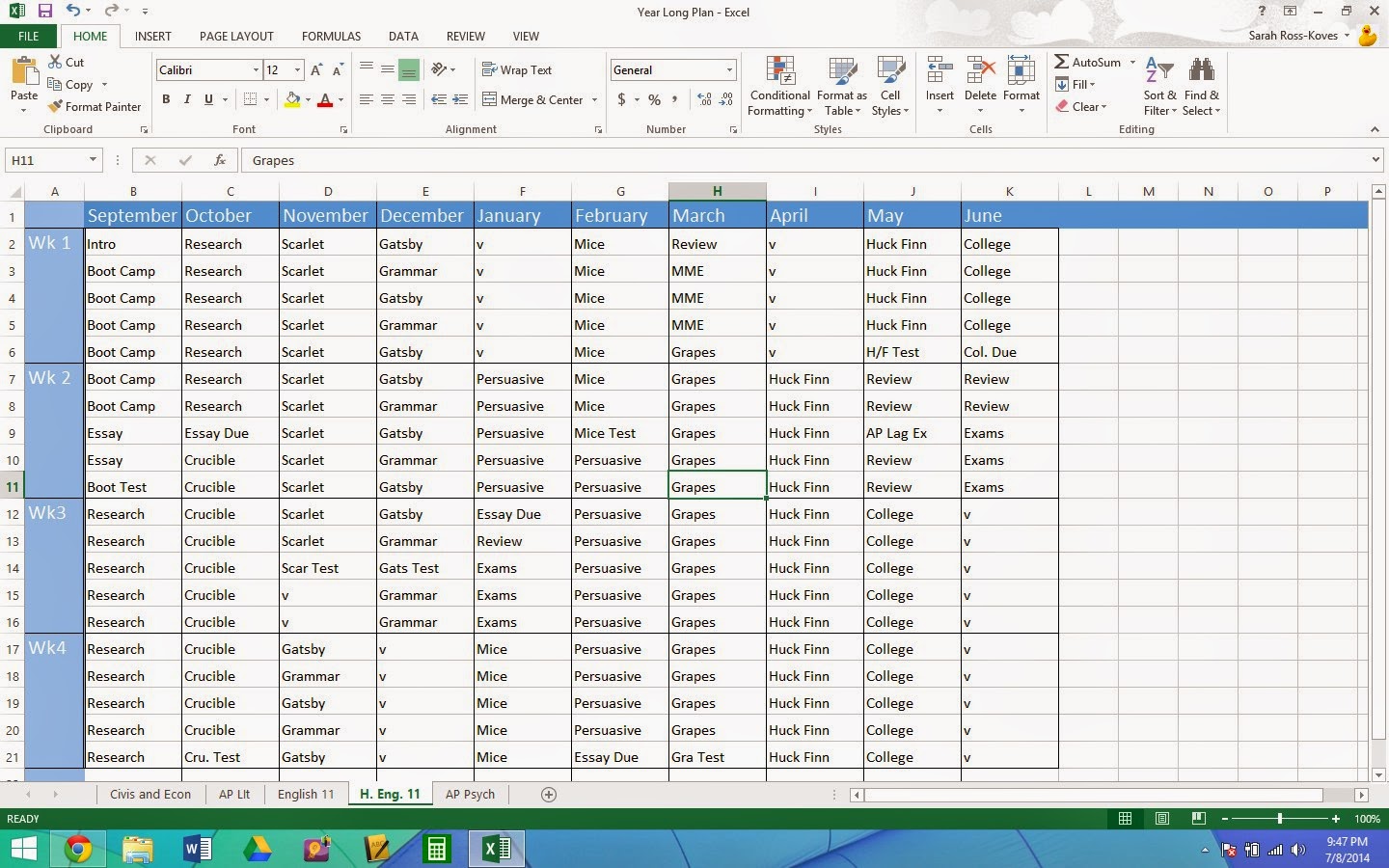Year-Long Planning | Kovescence of the Mind