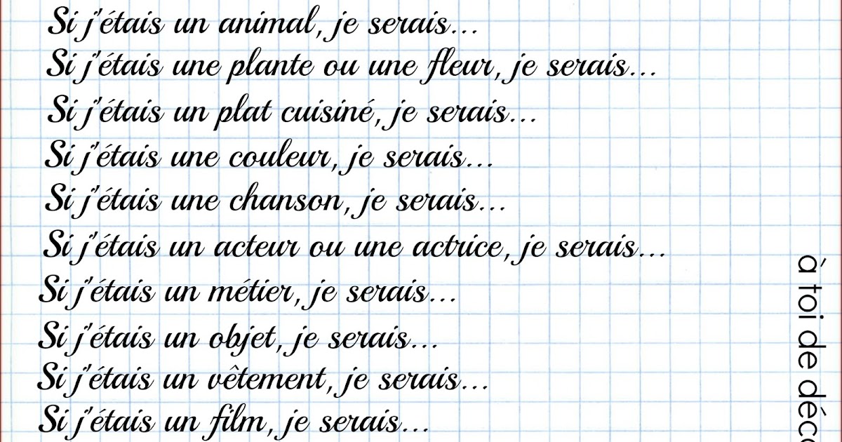 À toi de découvrir !: Le portrait chinois: si j'étais..., je serais...