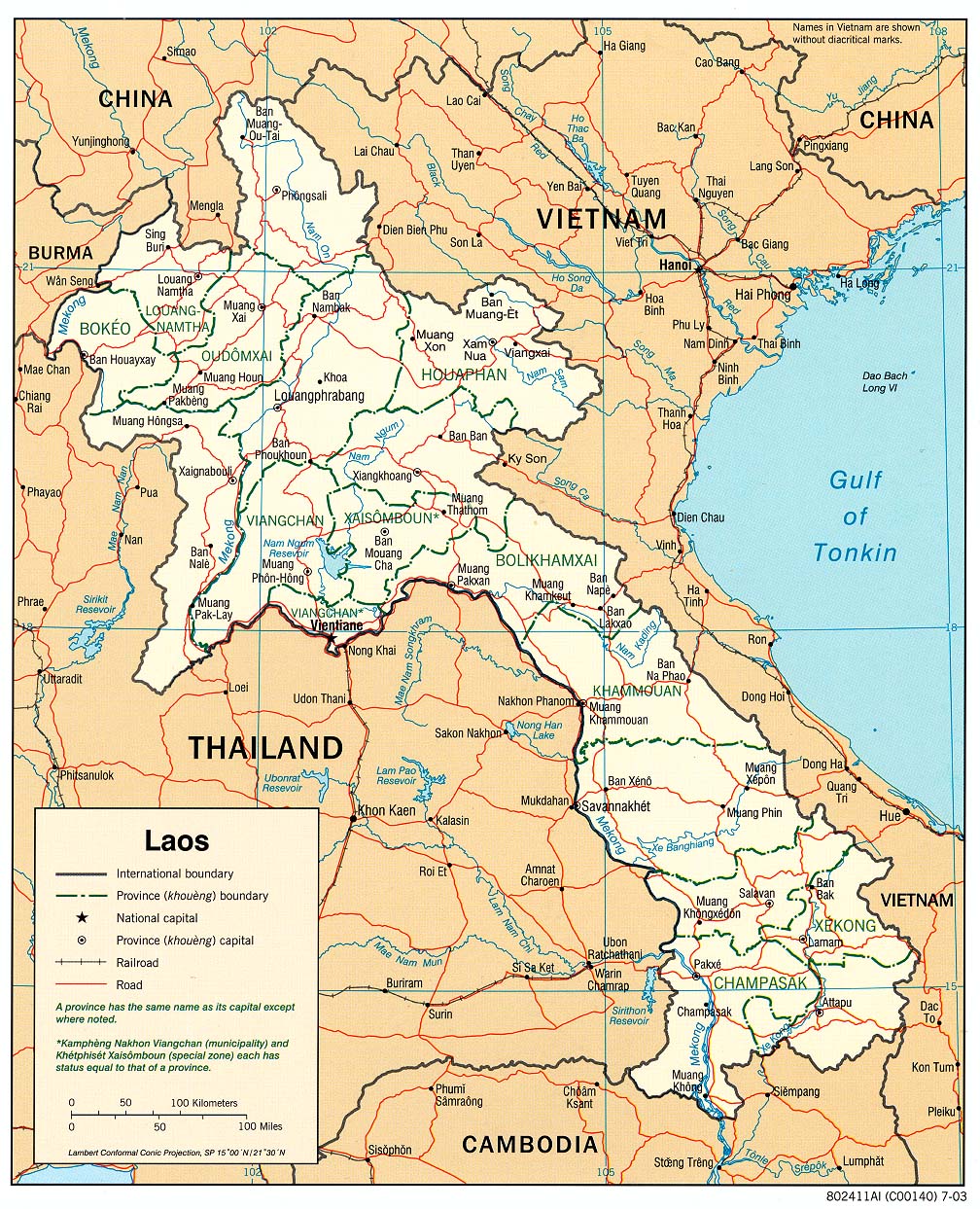 LAOS - GEOGRAPHICAL MAPS OF LAOS