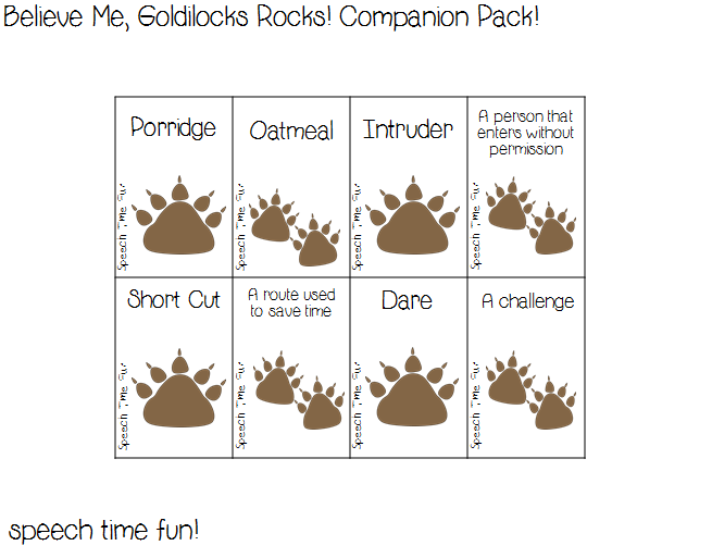 Believe Me, Goldilocks Rocks! Companion Pack! - Speech Time Fun: Speech ...