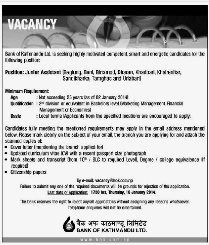 Junior Assistant Job Vacancy Bank Of Kathmandu Global Oppourtunity junior-assistant-job-vacancy-bank-of-kathmandu-global-oppourtunity
