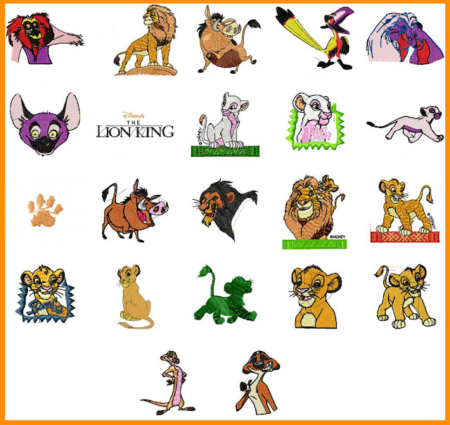 Disney Lion King - 22 designs set - Free Machine Embroidery Designs ...