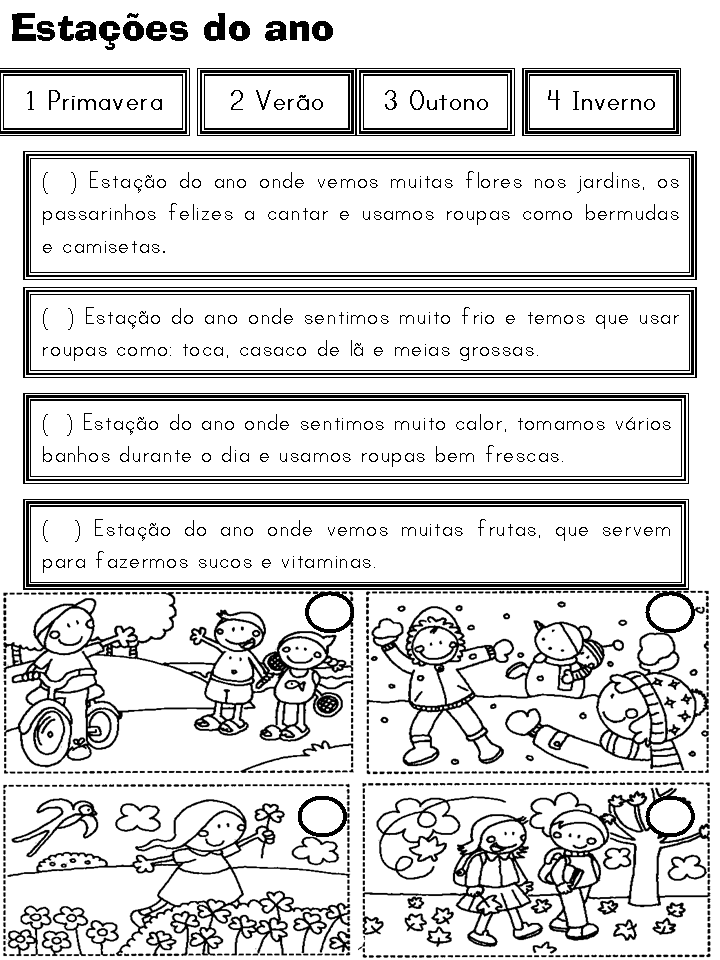 Atividades Sobre As Quatro Estações do Ano - Desenhos Para Colorir