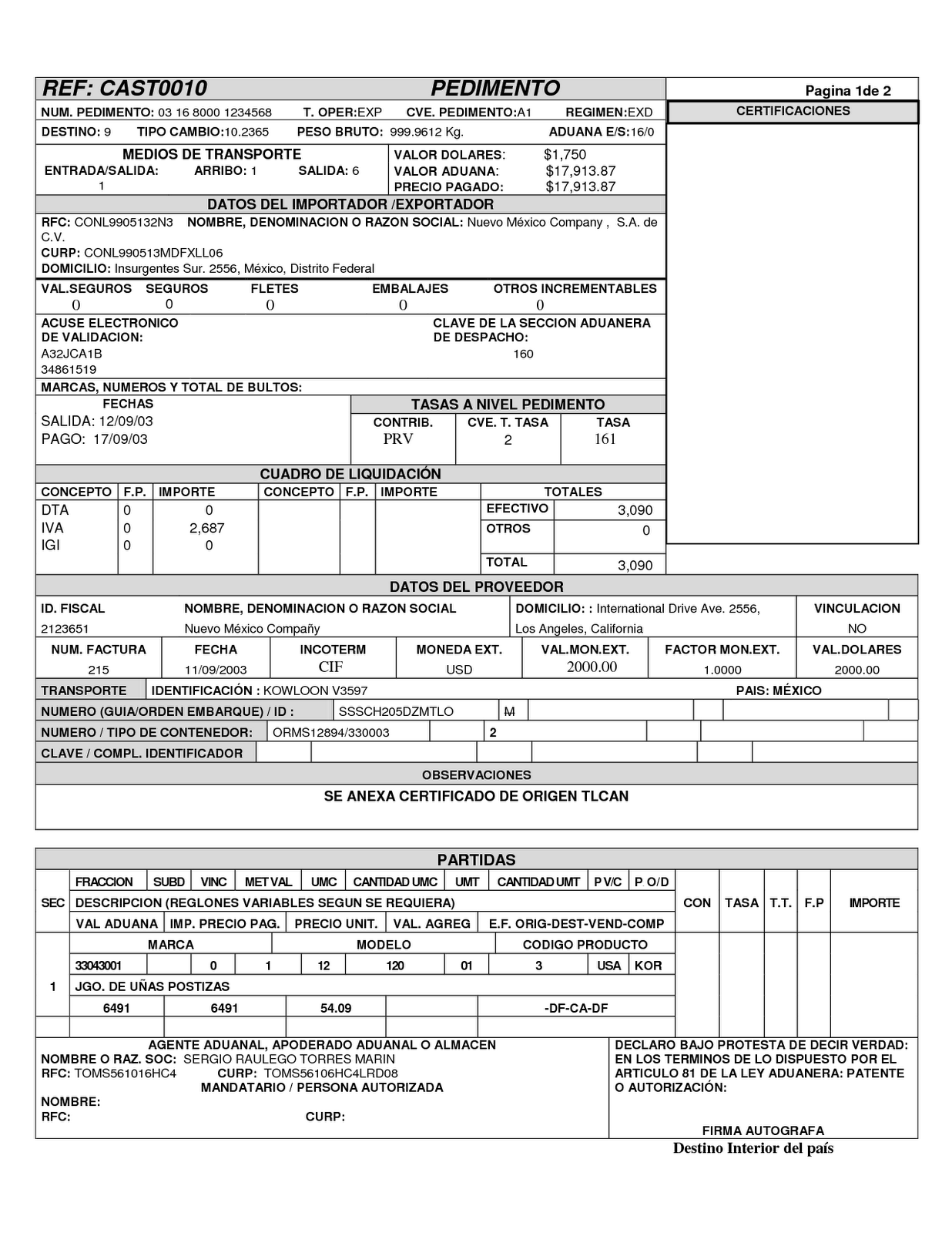 Terzer Logística / Blog: El formato del Pedimento Aduanal