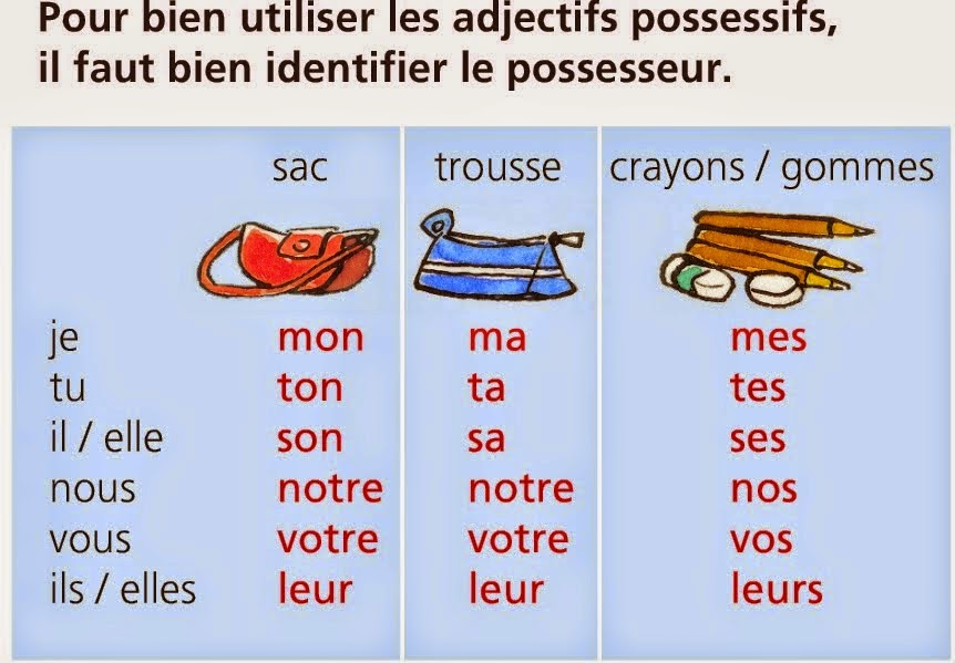 EN ROUTE avec ANDREA : LES ADJECTIFS POSSESSIFS