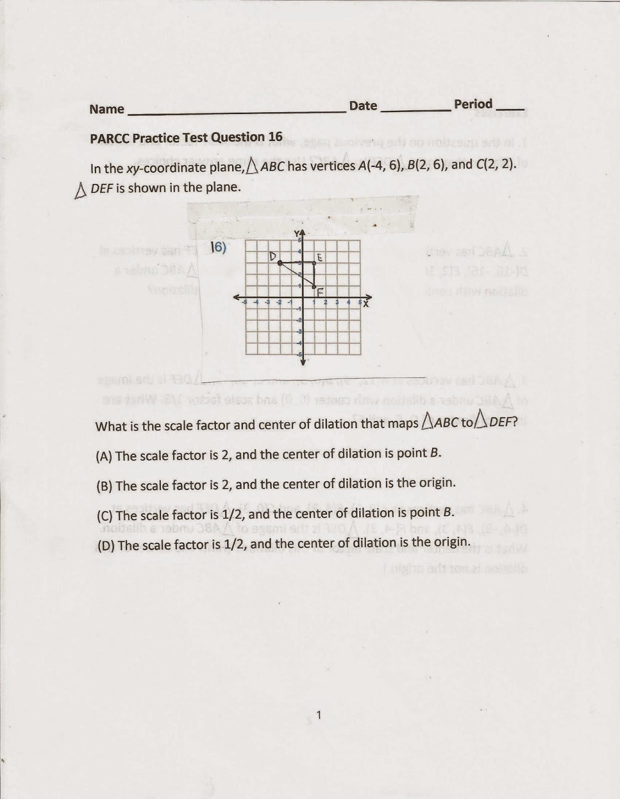 Geometry, Common Core Style: PARCC Practice Test Question 16 (Day 161)