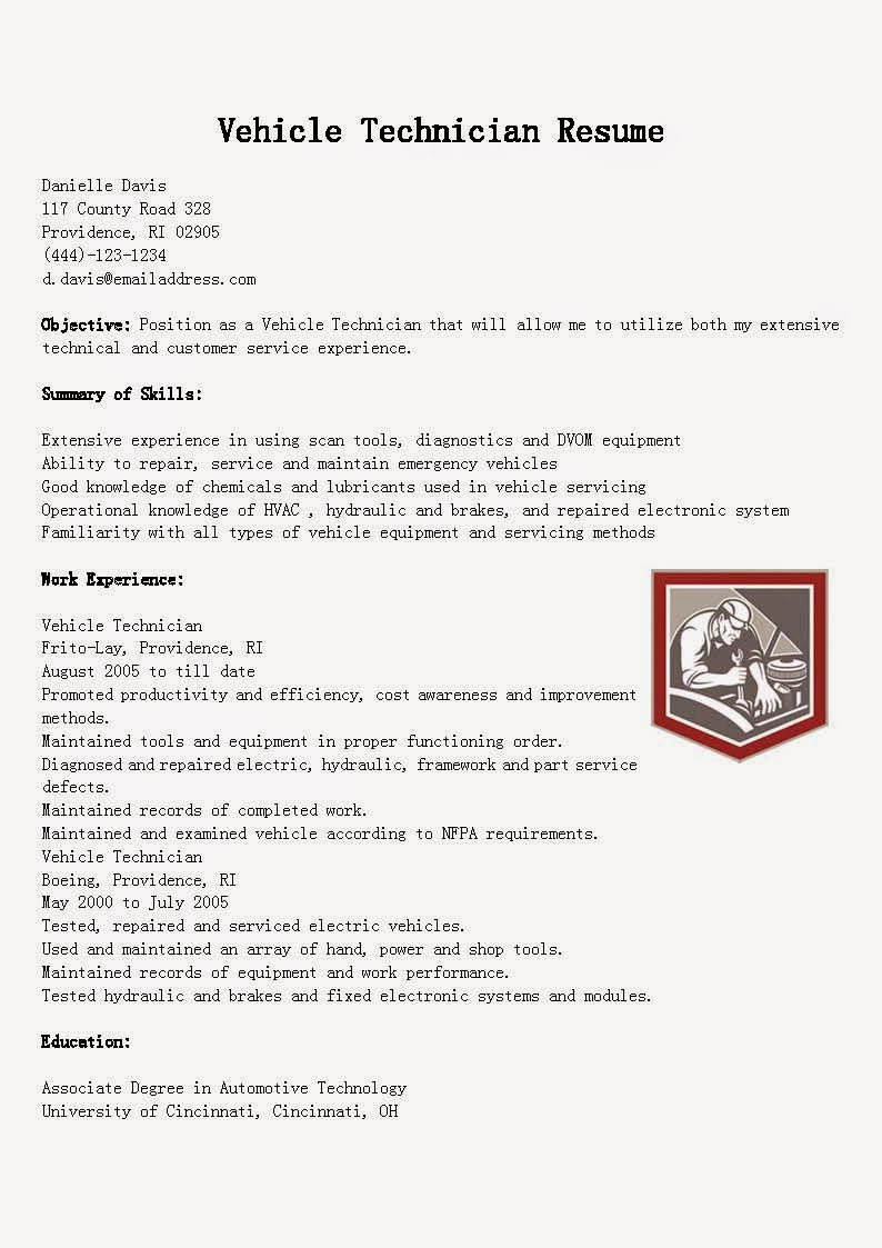 Resume Samples Vehicle Technician Resume Sample resume-samples-vehicle-technician-resume-sample