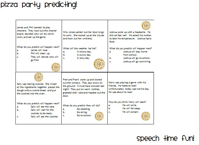 Pizza Predicting Party! - Speech Time Fun: Speech and Language Activities