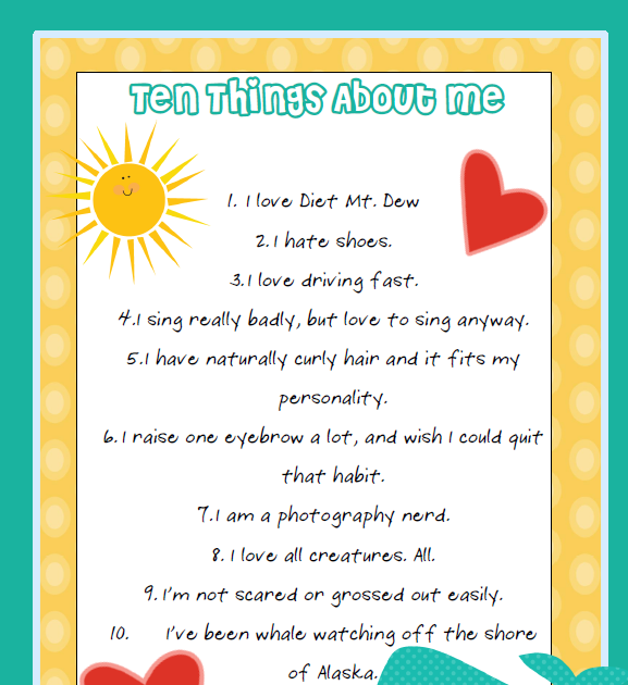 Our Cool School: 10 Things About Me