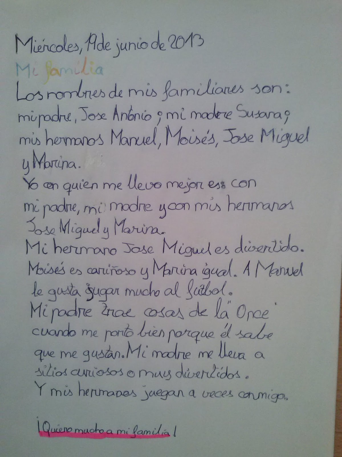 Aprendiendo: REDACCIÓN: "MI FAMILIA"