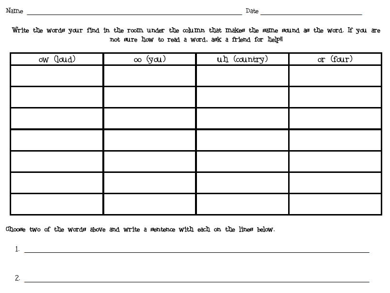 OU Phonics Scavenger Hunt - Classroom Freebies