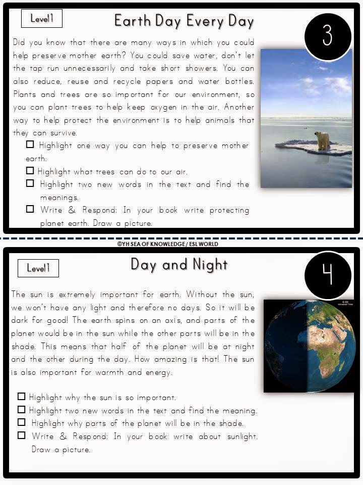 The Best of Teacher Entrepreneurs: Earth Day Reading Comprehension Task ...