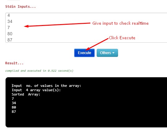 Insertion sort in an array - C code implementation - Online Judge Solution Insertion sort in an array - C code implementation - Online Judge Solution