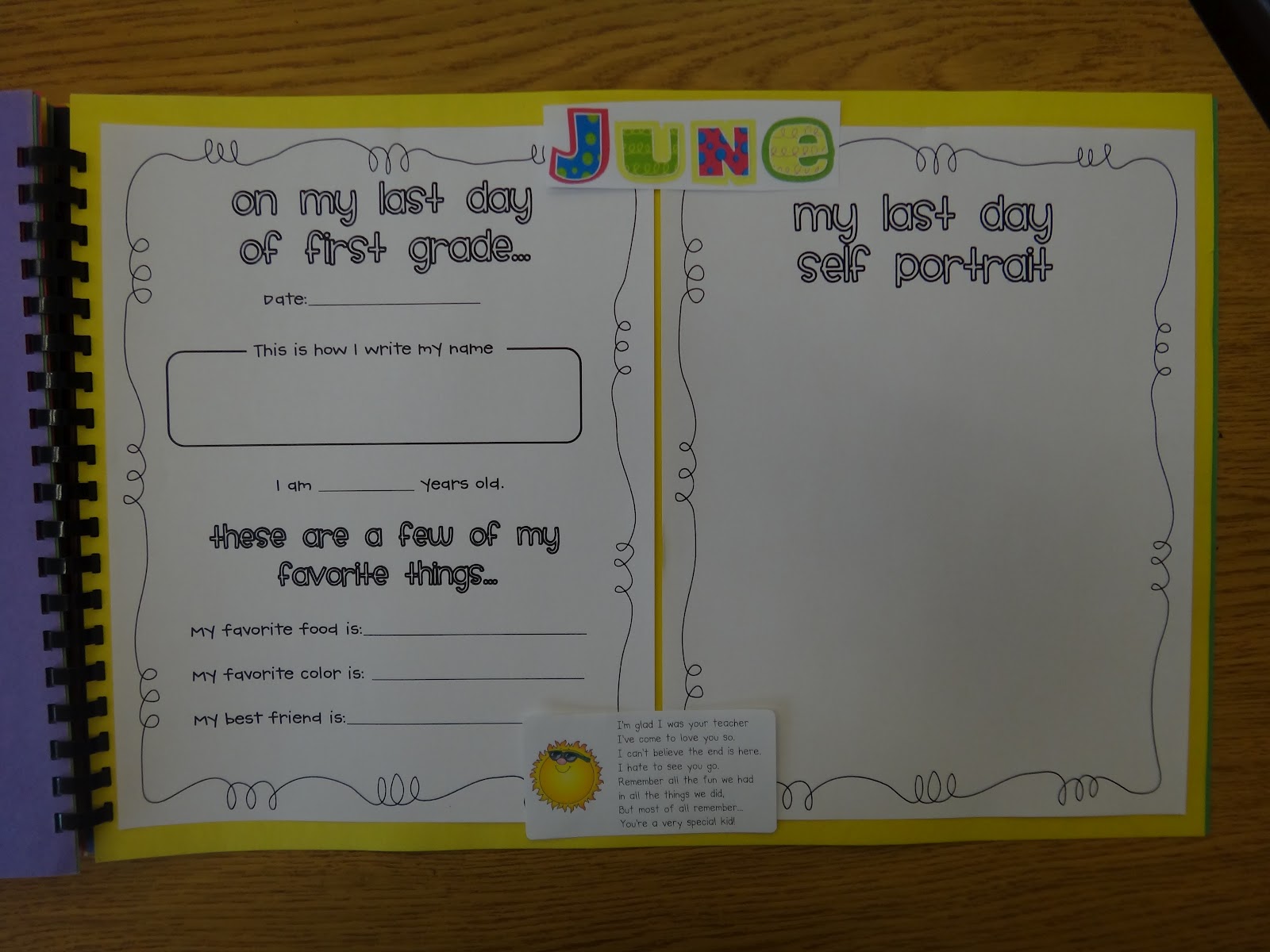 First Grade Garden: End of the Year Memory Book