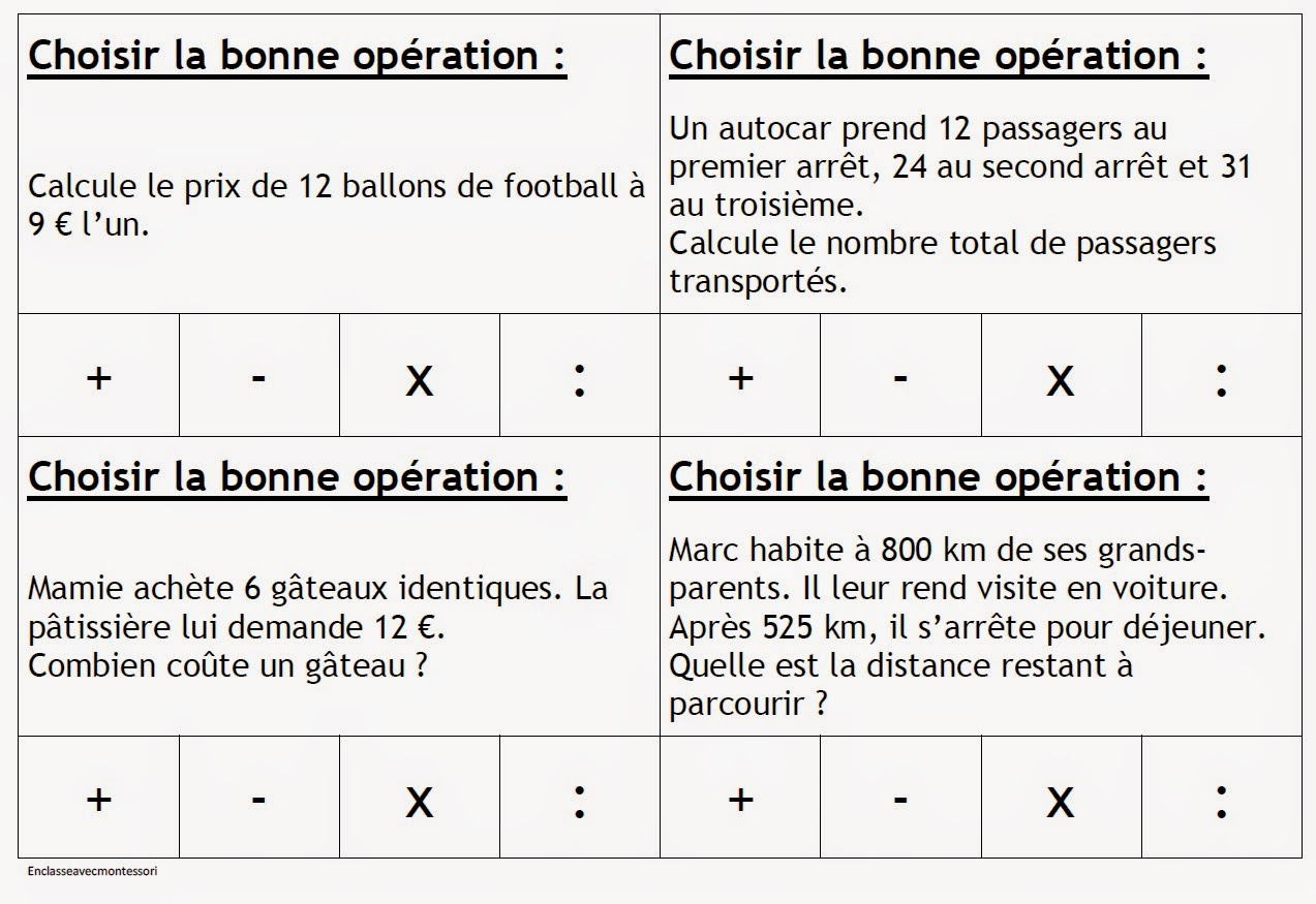 En classe avec Montessori: [Résolution de problèmes / CM] : Ateliers de ...
