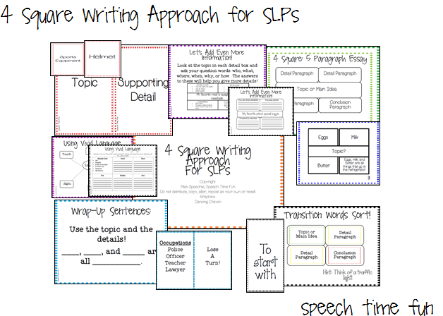 4 Square Writing Approach for SLPs - Speech Time Fun: Speech and ...