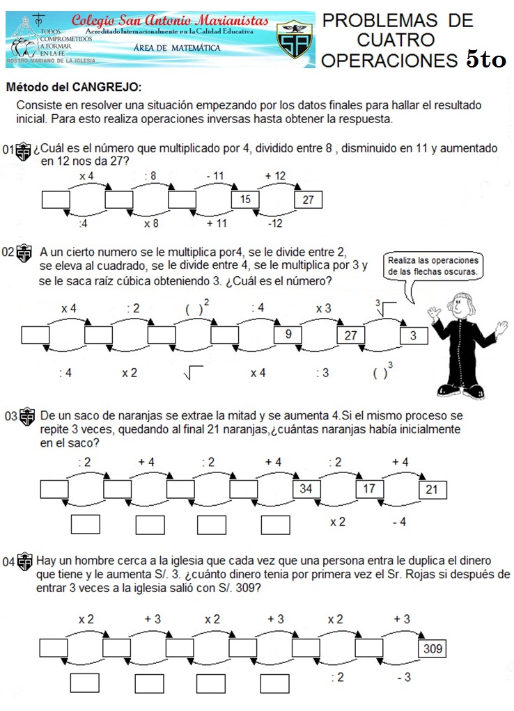 PROBLEMAS DE 4 OPERACIONES