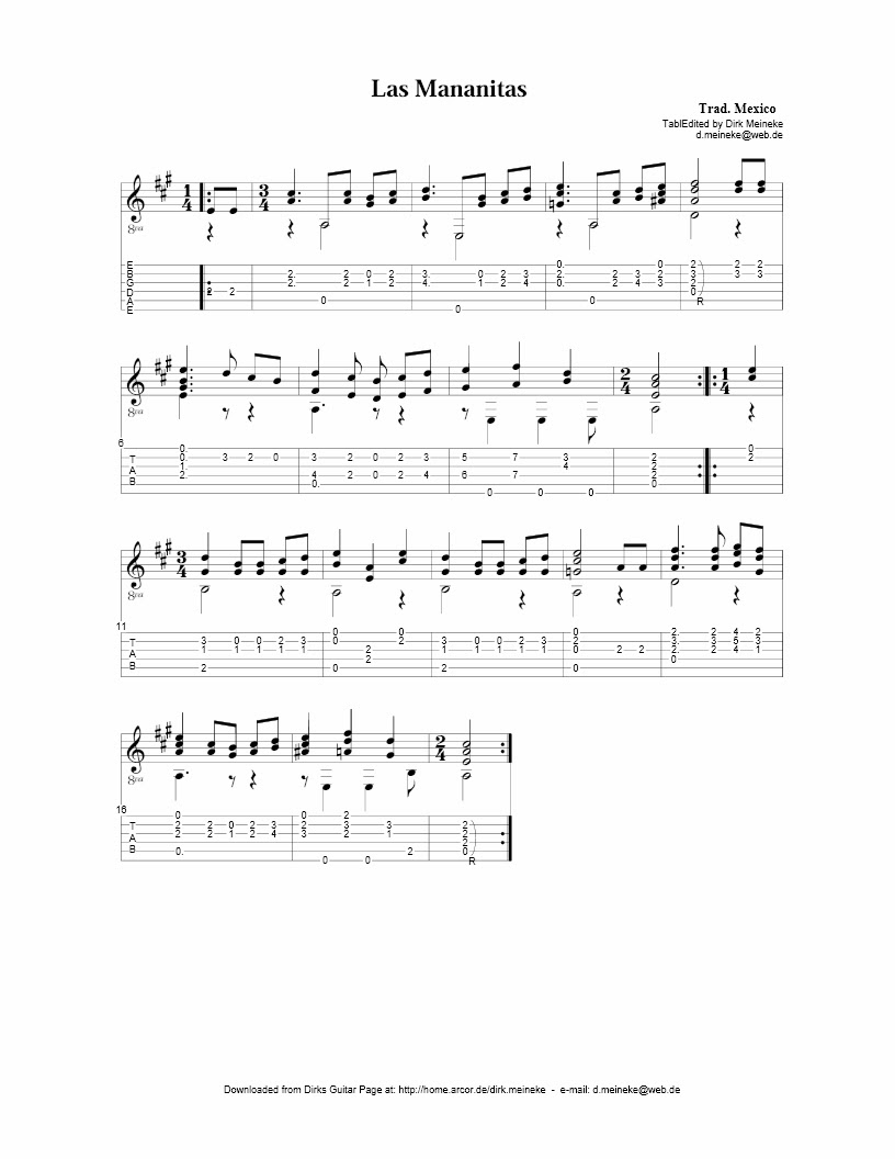 Las Mañanitas Guitarra / Introduccion estas son las mananitas que cantaba el rey david. - Tridersat