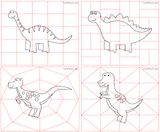 Four grid: Free printable Dinosaur grid line drawing worksheet/activity ...