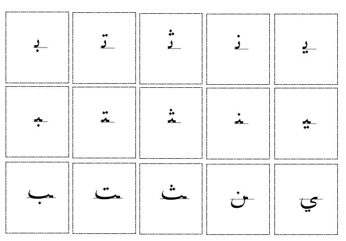 Arabic Alphabet Connected Forms: Baa, Taa, Thaa, Noon, Yaa Sort ~ TJ ...