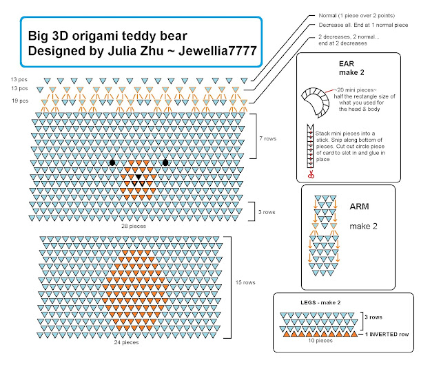 Jewellia handicrafts: big 3D origami bear with 3D limbs