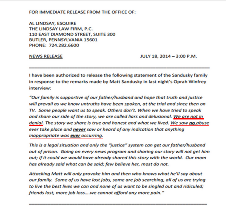Second Mile Sandusky Scandal What The Sandusky Family Statement Doesn second-mile-sandusky-scandal-what-the-sandusky-family-statement-doesn