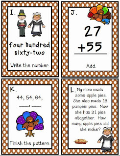 Thanksgiving Task Cards Freebie - Second Grade Teaching Blog
