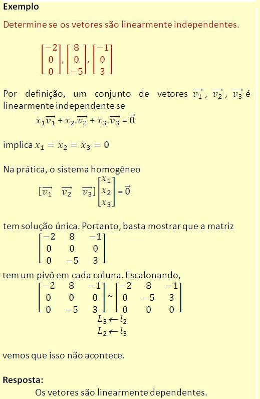 Álgebra linear - Área 1: Independência linear - 2 Álgebra linear - Área 1: Independência linear - 2