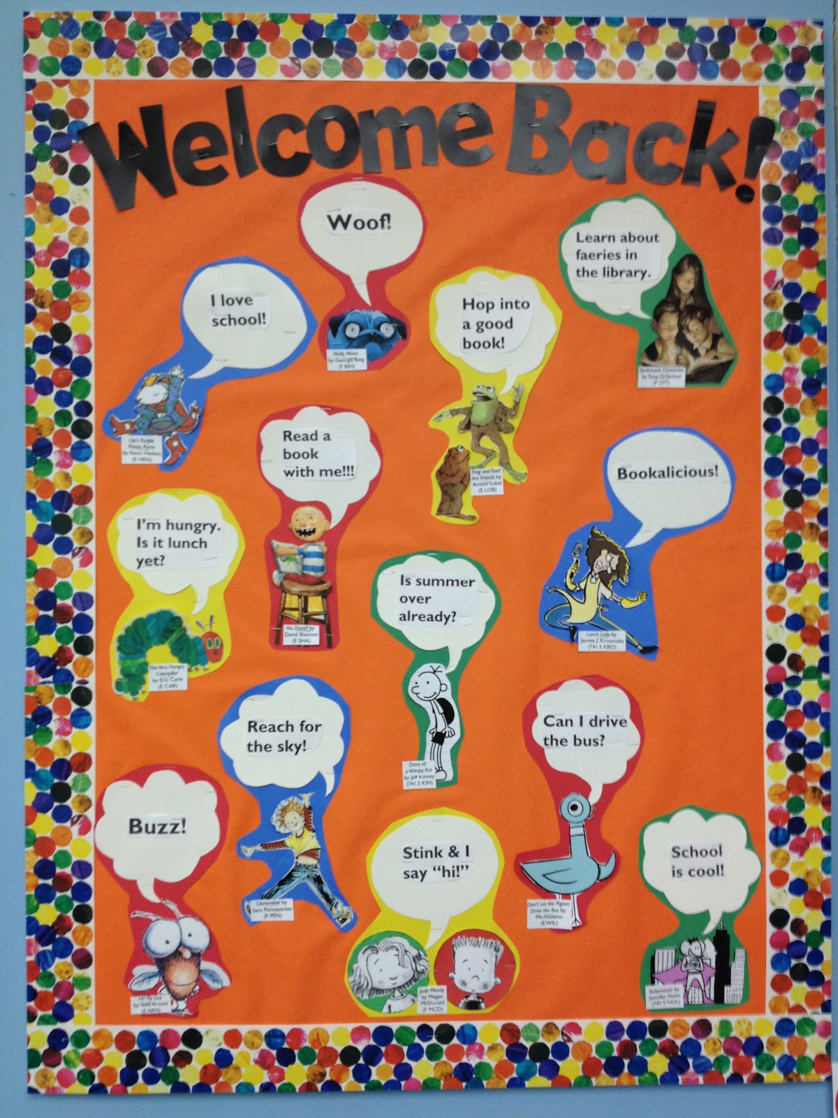 Welcome Back Bulletin board with favorite book characters. http ...