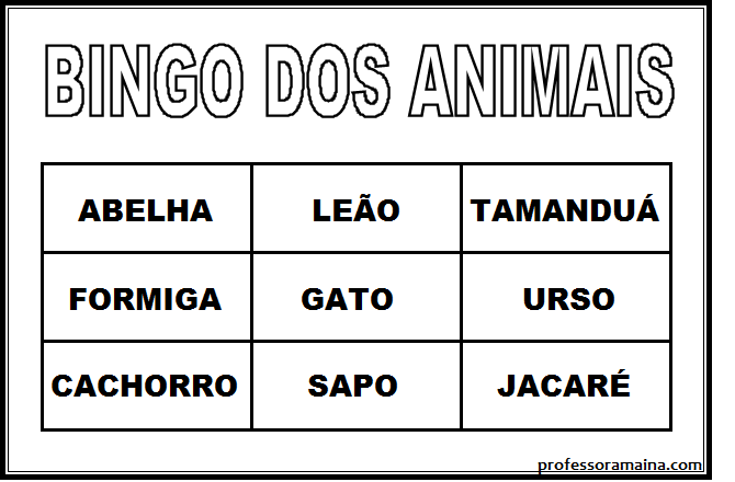 Professora Maína: Cartelas do Bingo dos Animais - Parte 3/4🥗 Transforme ...
