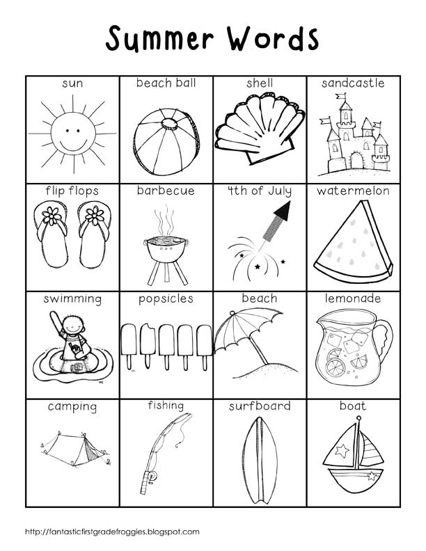 Summer+Words+BW1.jpg (612×792) | Inglese, Scuola, Attività