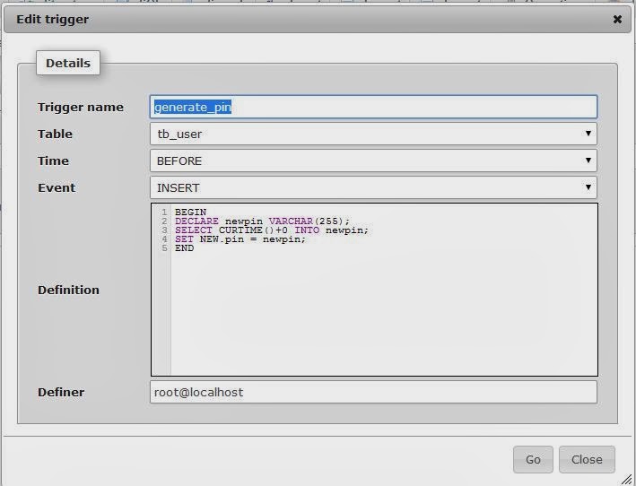 Tugas TI Tok Doang: *Membuat Trigger di MySql dengan PHPmyAdmin* Tugas TI Tok Doang: *Membuat Trigger di MySql dengan PHPmyAdmin*