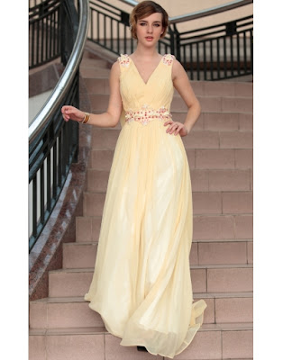 abiti da sposa: Mostra La Tua Bellezza E Sexy Con Un Lungo Abito Da Cerimonia Giallo