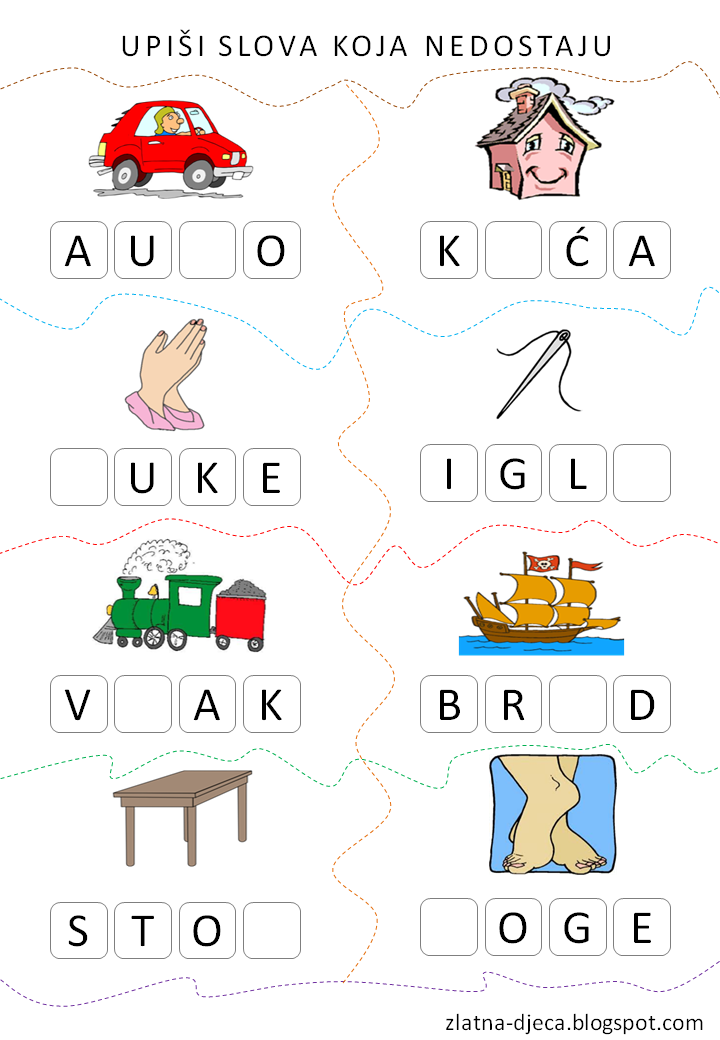 Zlatna djeca: Radni listovi za učenje prvih slova