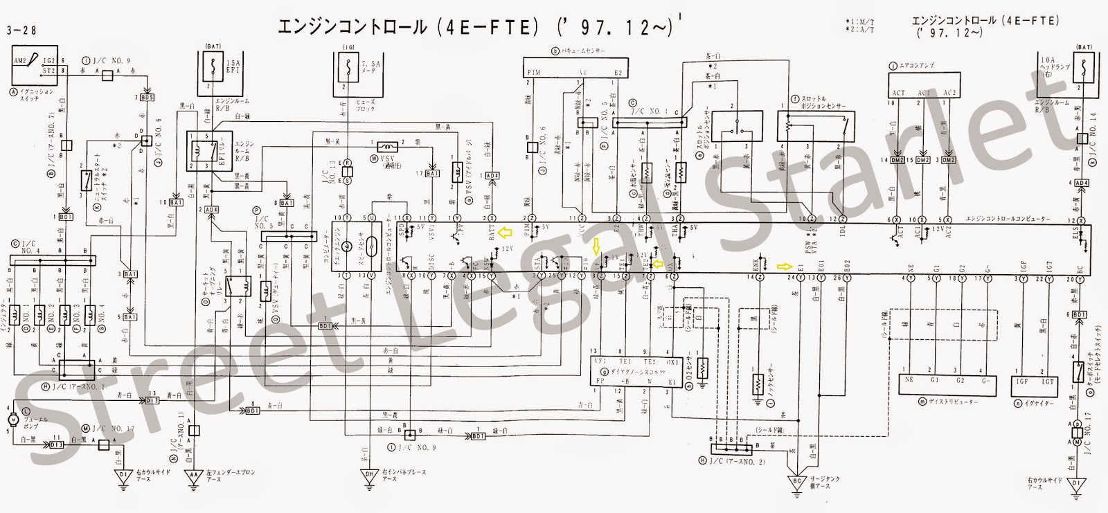 Toyota ECU pinouts: EP82 4E-FTE ECU pinout ( obd1 data output capable) 89661-10100