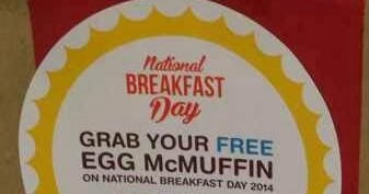 McDonald's: FREE Egg McMUFFIN on National Breakfast Day, 17th March 2014 | 1000Savings.com