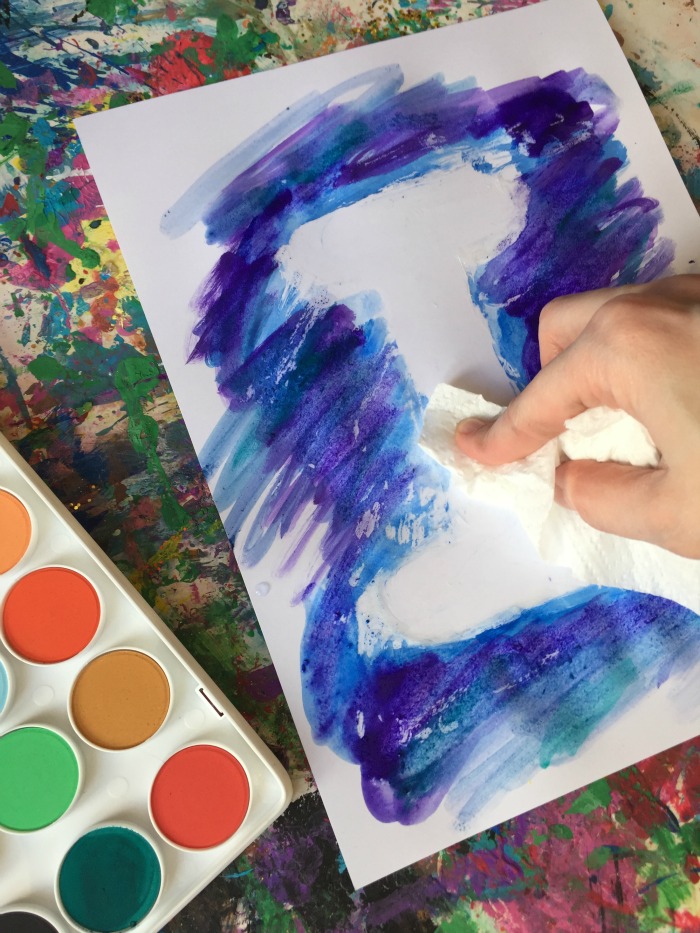 Mini Monets and Mommies: Learning Letters with Water Color Resist Painting
