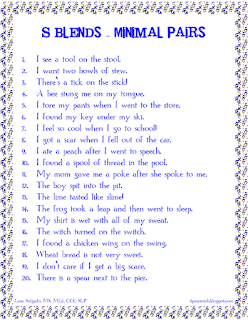 Ms. Lane's SLP Materials: Articulation: S Blends - Minimal Pairs in ...