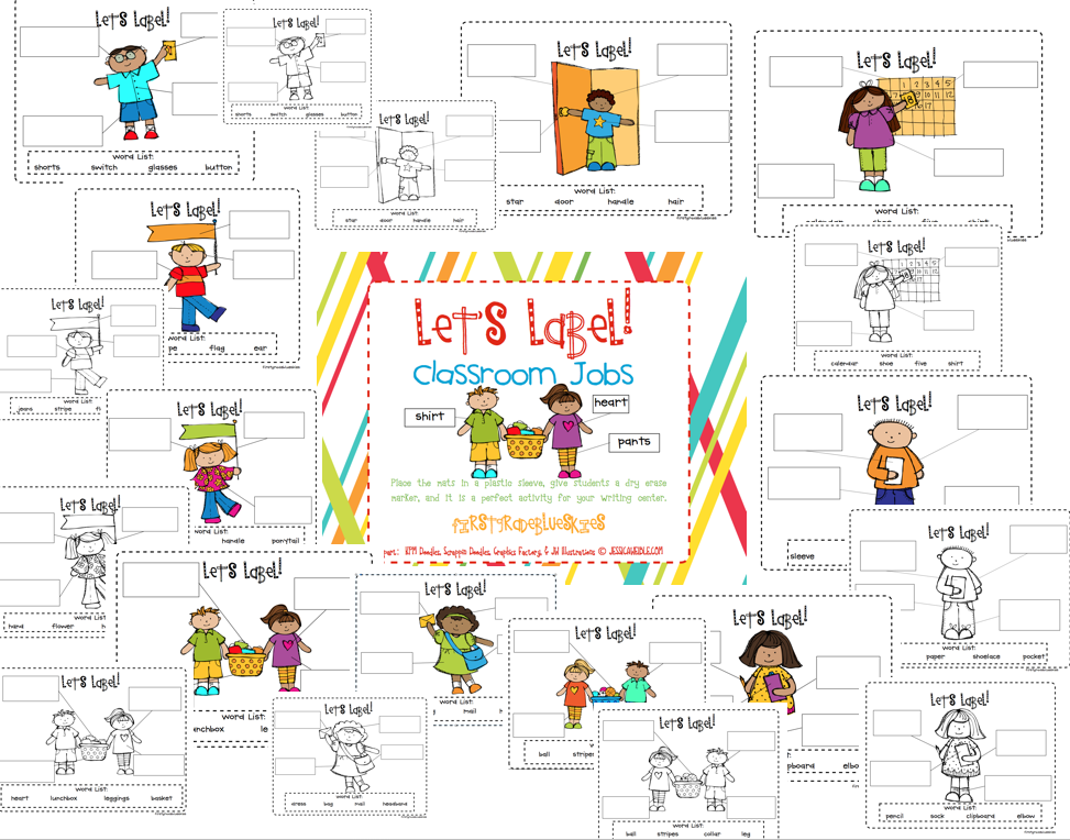 Label It! Classroom Jobs : Blue Skies with Jennifer White