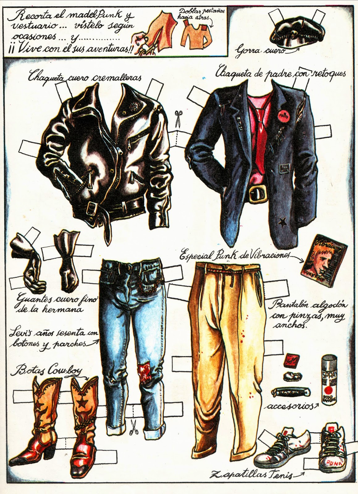 SPANISH BOMBS: Recortable Punk -Revista vibraciones Febrero de 1978 SPANISH BOMBS: Recortable Punk -Revista vibraciones Febrero de 1978