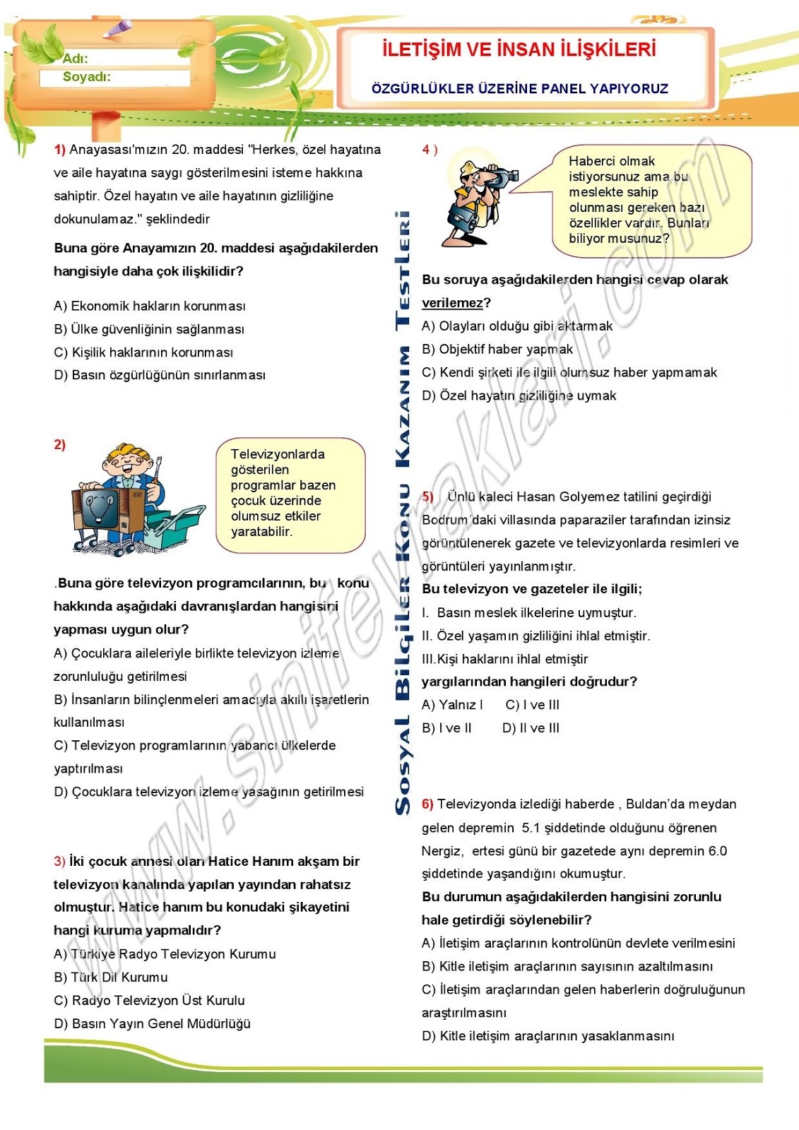 7.Sinif Sosyal Bilgiler 1.unite iletisim ve insan iliskileri ... 7.Sinif Sosyal Bilgiler 1.unite iletisim ve insan iliskileri ...