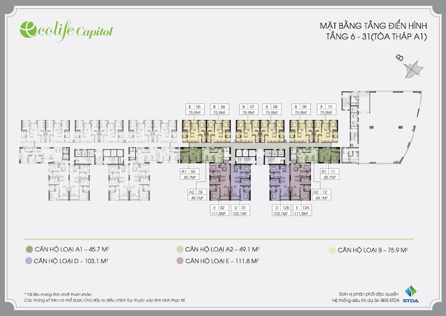 Sơ đồ thiết kế mặt bằng tòa A2 - Ecolife Capitol | Dự án chung cư Hà Nội - Giá bán & Tiến độ mới ...