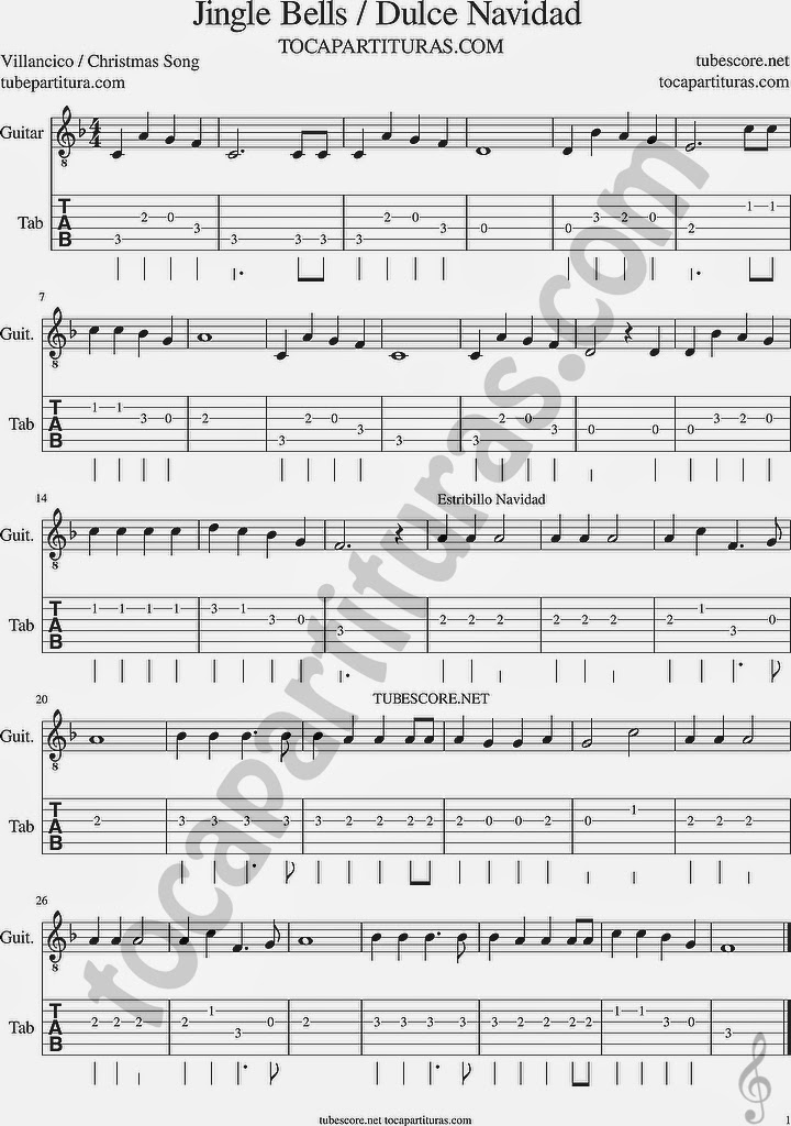 tubescore: Jingle Bells Tabs Sheet Music for Guitar Jingle Bells ...