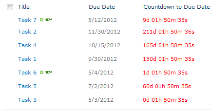 Sharepoint Garage: Countdown Timer for List